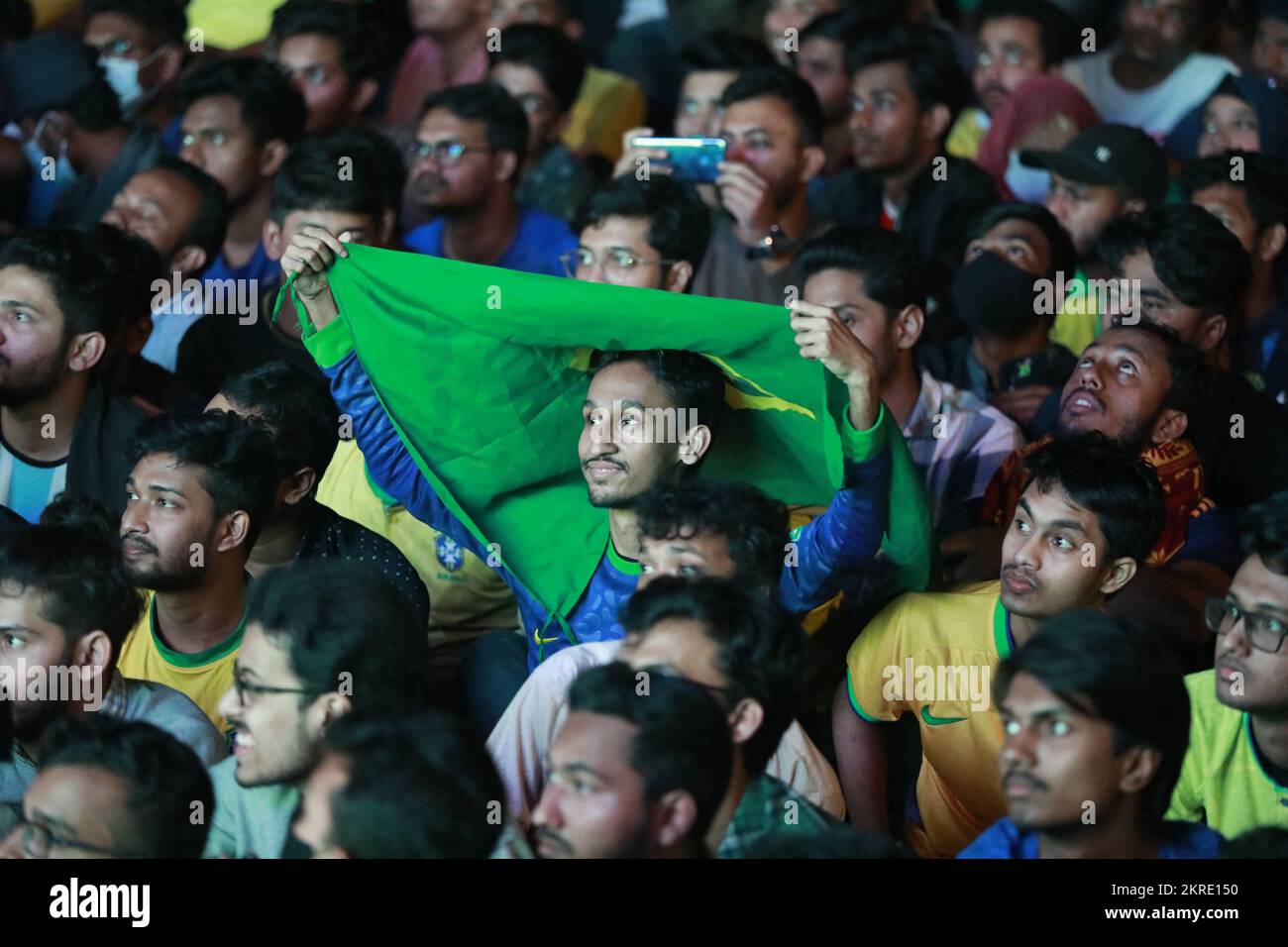 Dhaka, Bangladesh. 28th Nov, 2022. Thousands of people watching Brazil ...