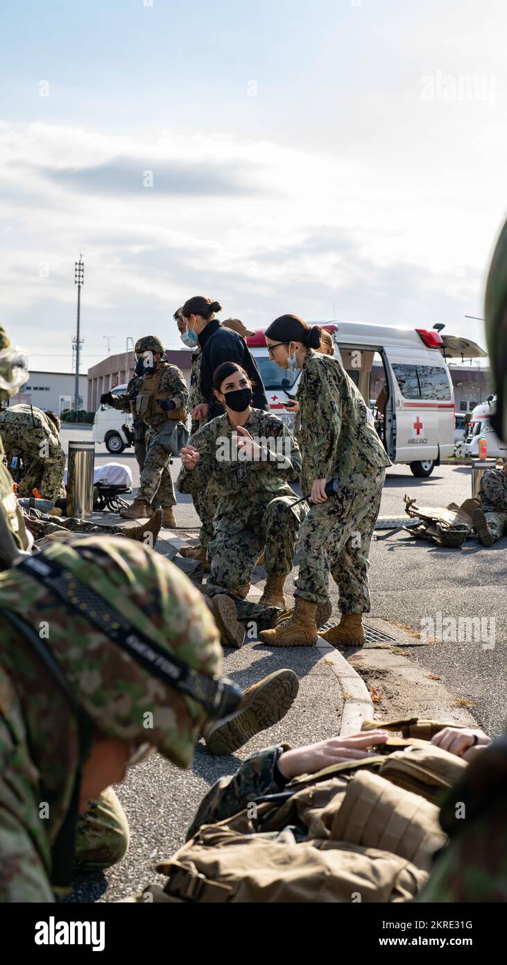 U.S. Navy corpsmen assigned to the Marine Corps Air Station Iwakuni ...