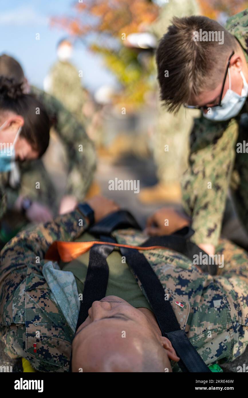 U.S. Navy corpsmen assigned to the Marine Corps Air Station Iwakuni ...