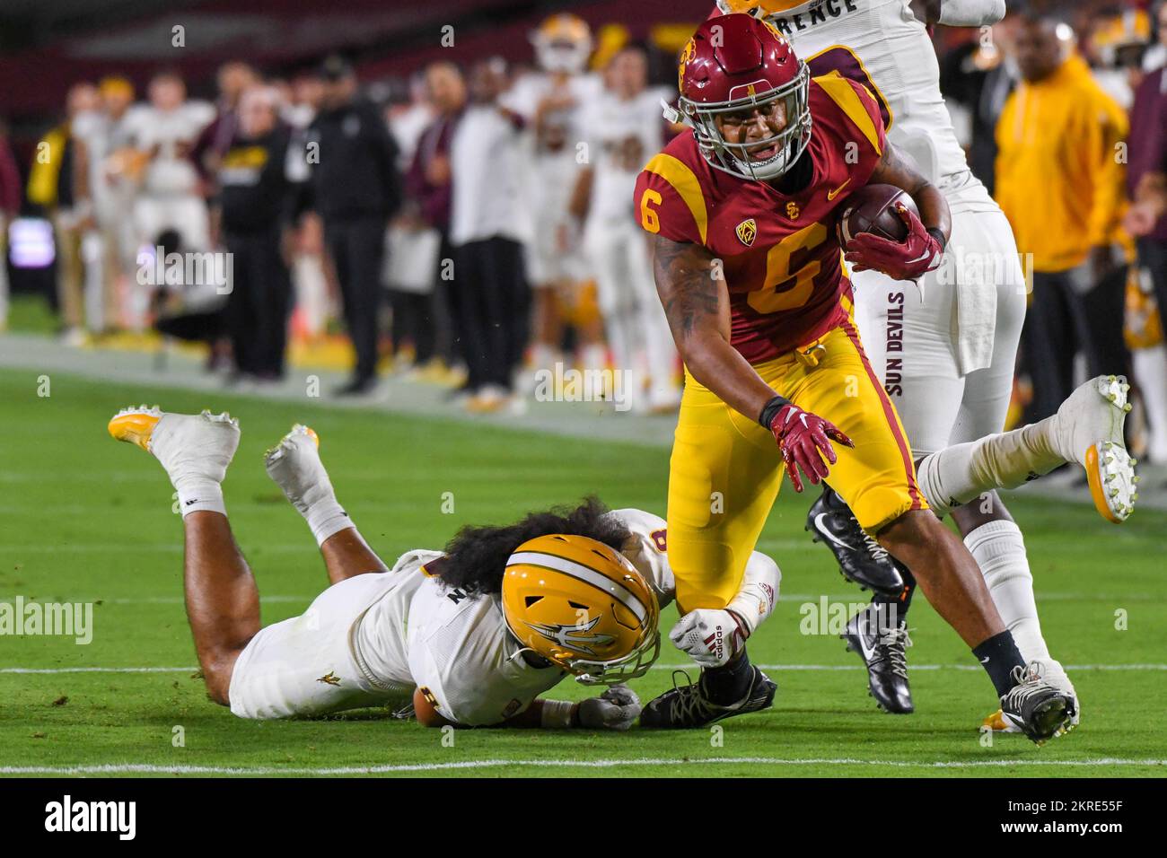 Southern California Trojans running back Austin Jones (6) is tackled by ...