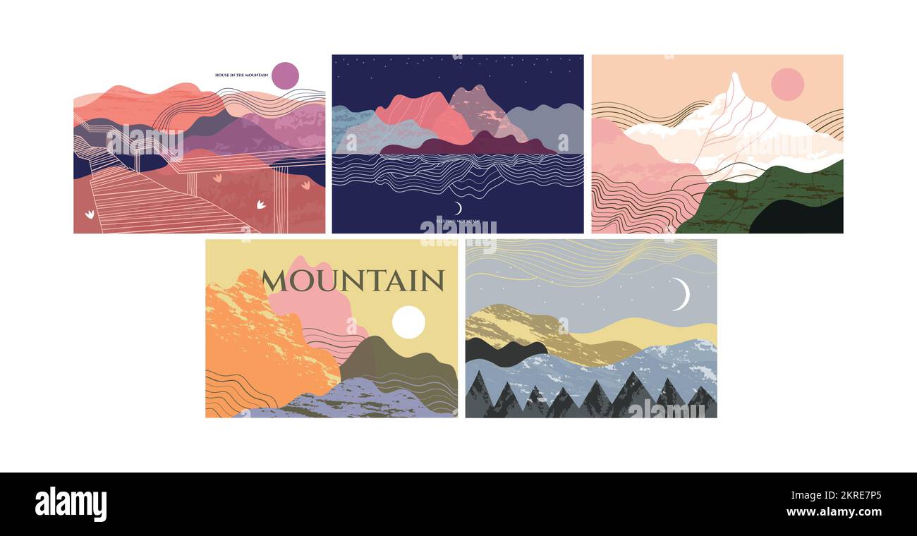Set of abstract mountain landscapes Stock Vector Image & Art - Alamy