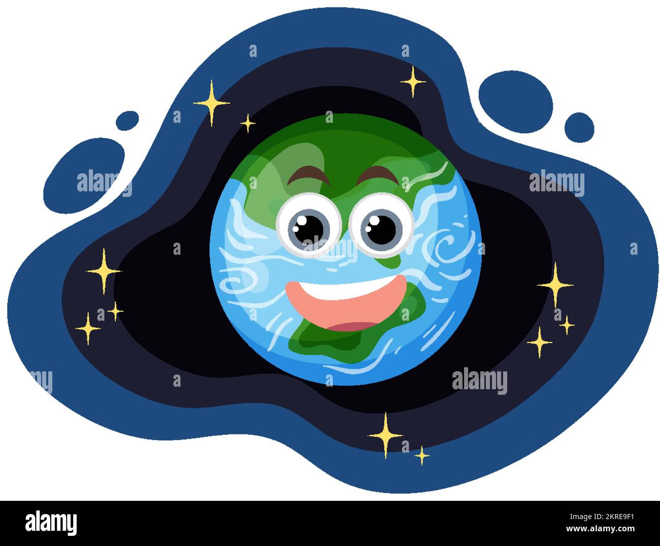 Cartoon Earth planet with facial expression illustration Stock Vector ...