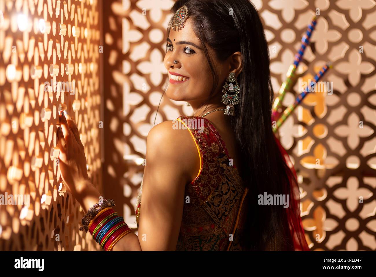 Close-up portrait of Gujrati woman with traditional outfit Stock Photo ...