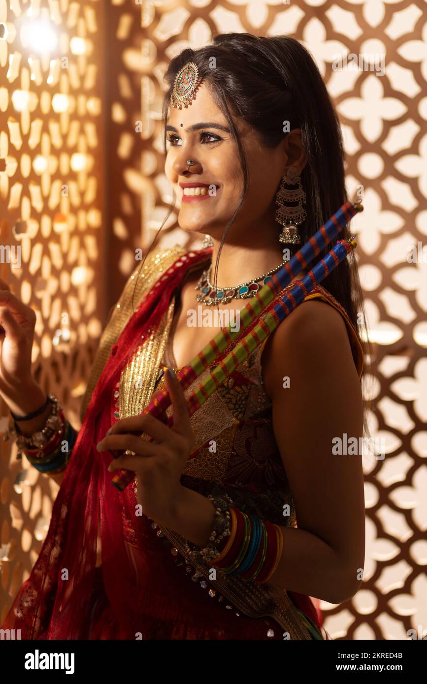Close-up portrait of Gujrati woman with traditional outfit Stock Photo ...