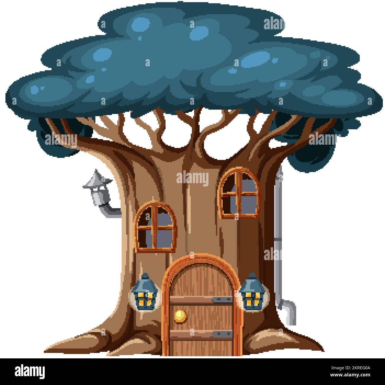 Isolated fantasy mystery tree house illustration Stock Vector Image ...