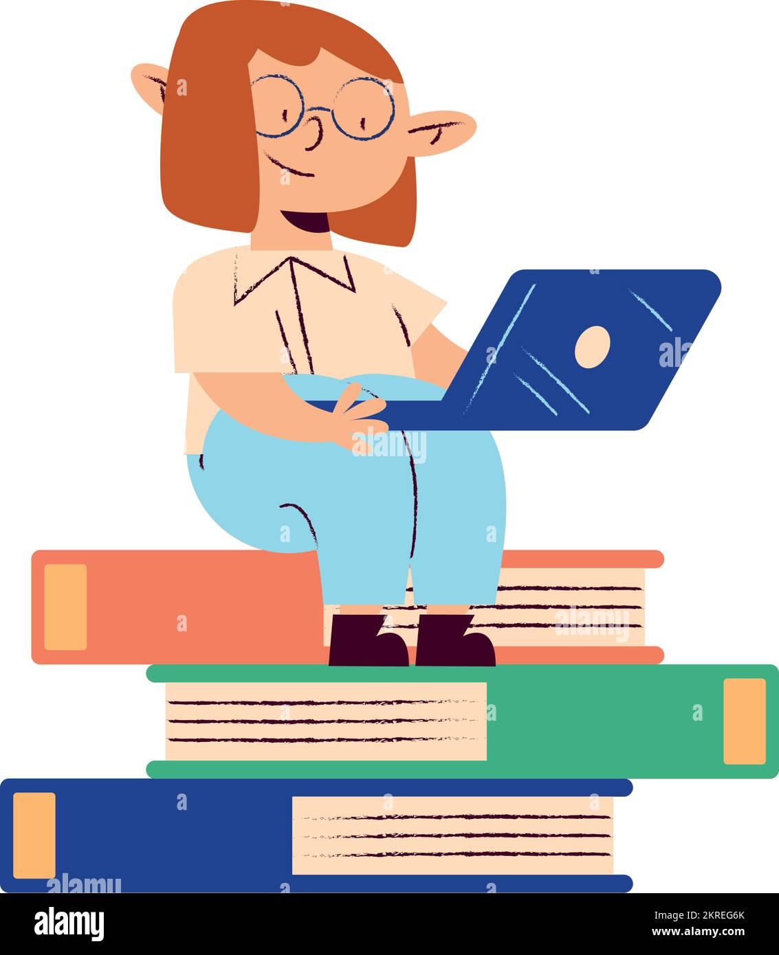 young schoolgirl using laptop character Stock Vector Image & Art - Alamy