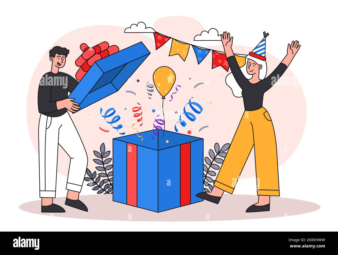 Girl birthday cake friends Stock Vector Images - Alamy