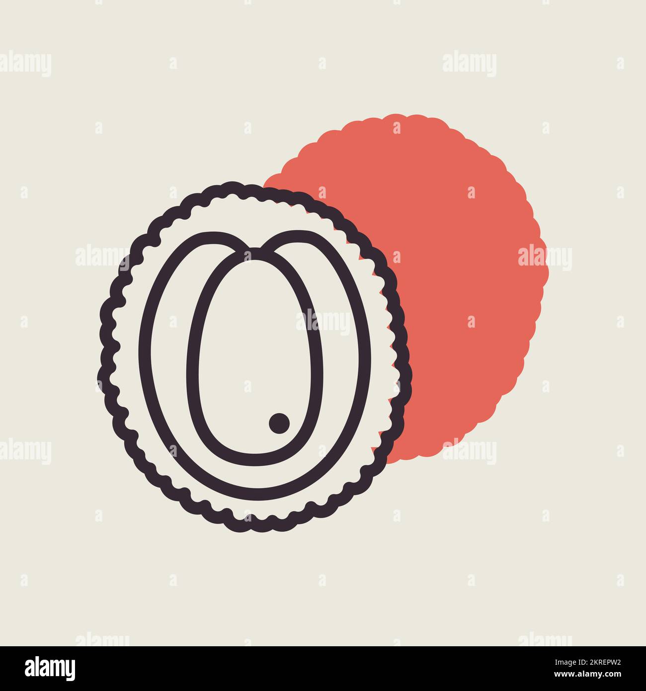 Lychee tropical fruit vector icon. Graph symbol for food and drinks web ...
