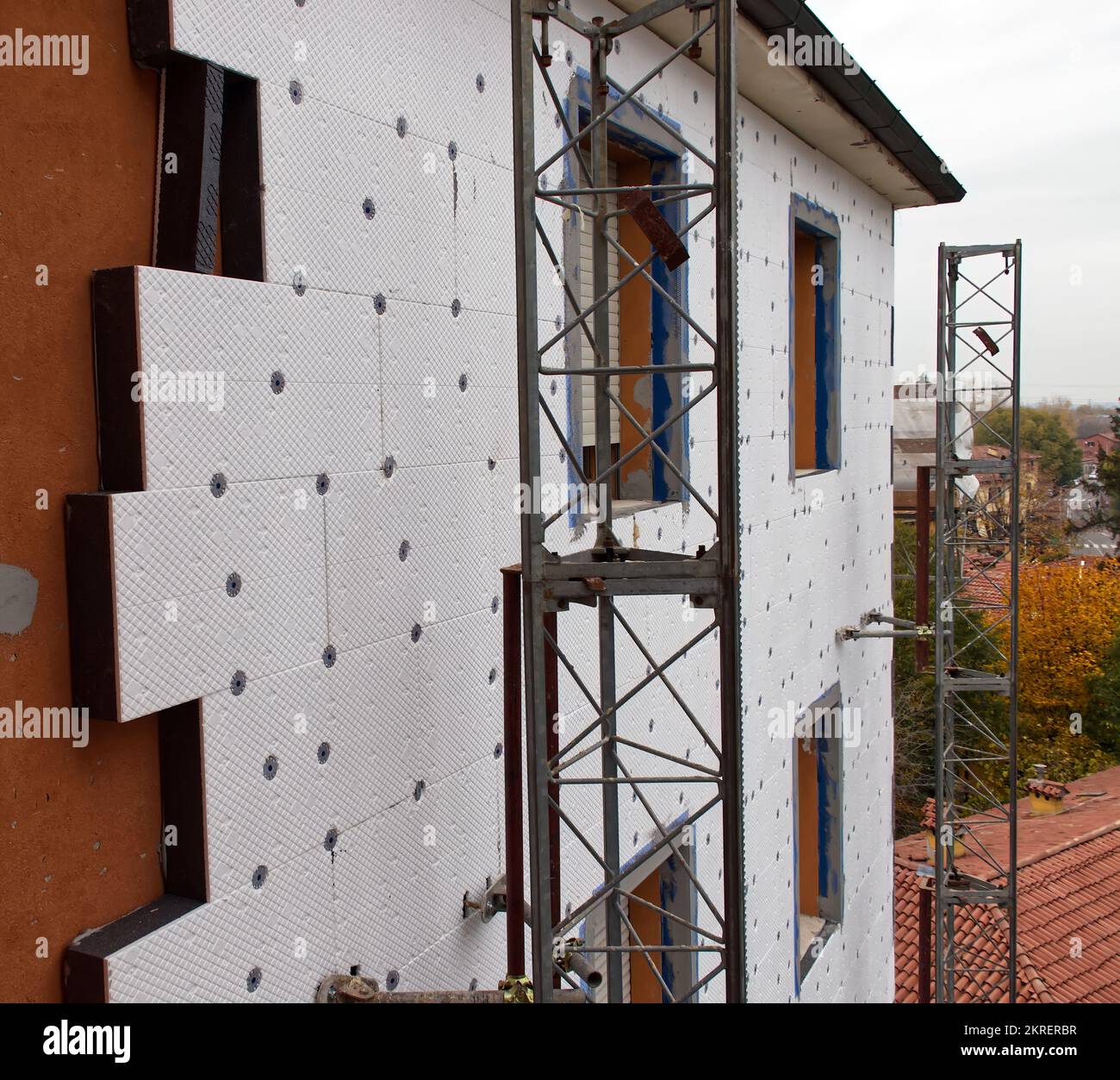 Building site for construction of external thermal insulation. Energy ...