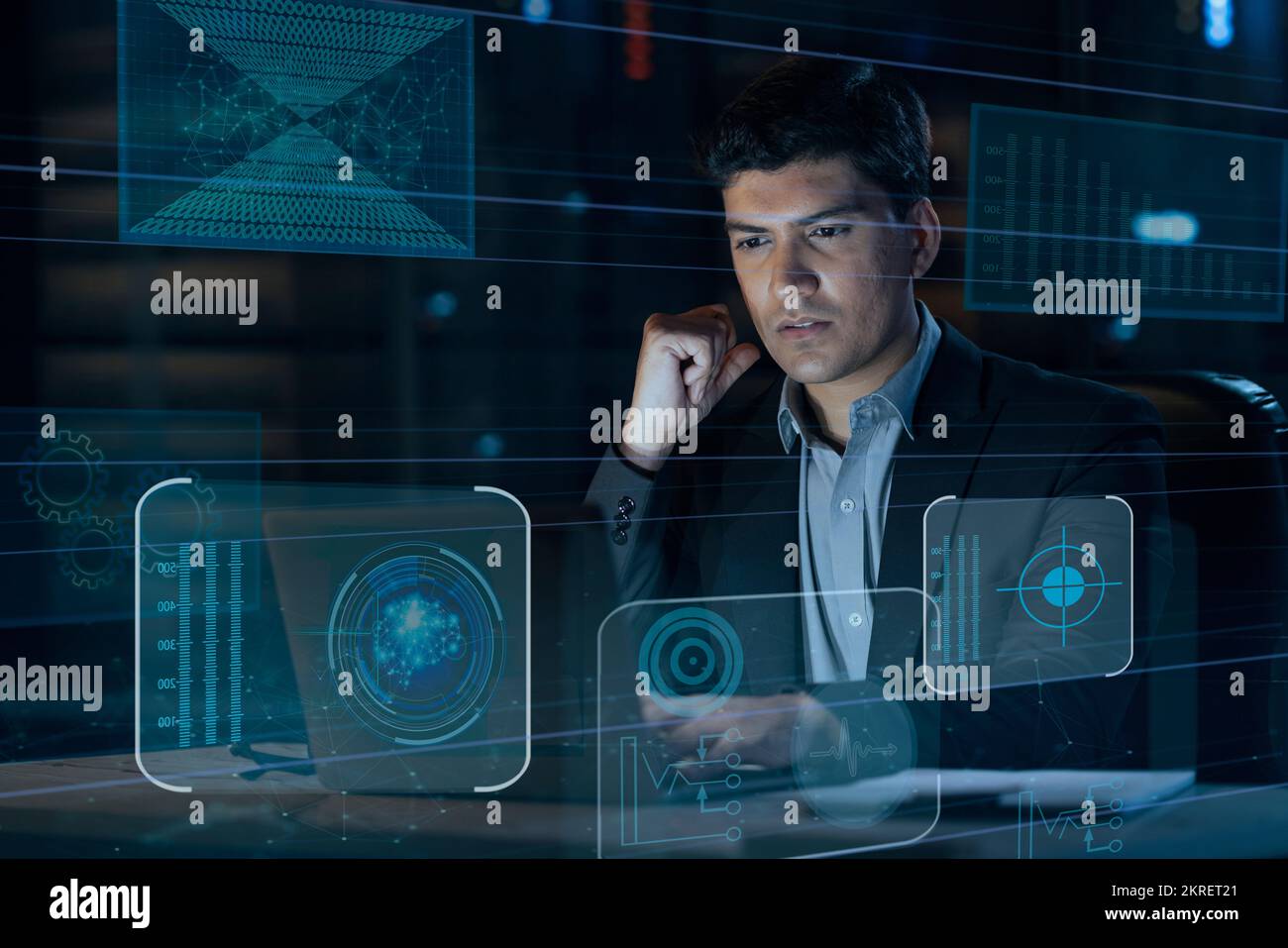 Man using laptop multiple lines hi-res stock photography and images - Alamy