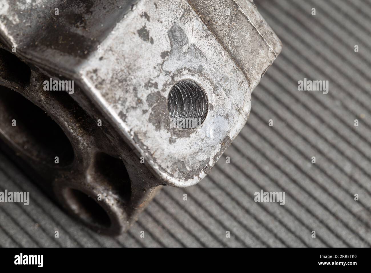 Bad internal threads in aluminum automotive parts. Thread repair Stock ...