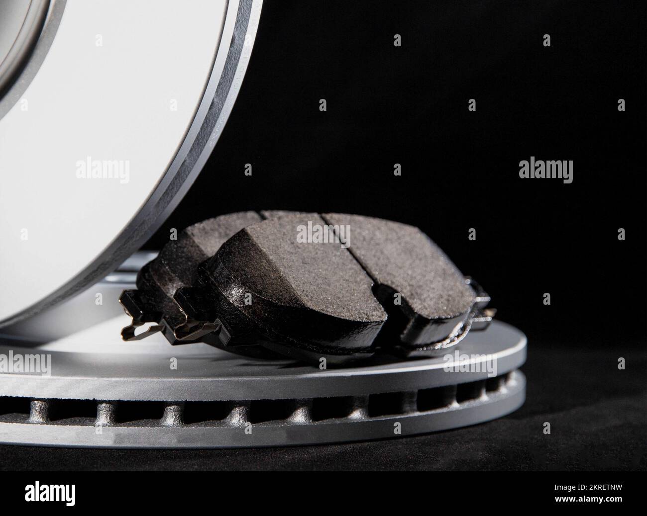 Automotive spare parts from the braking system. Brake pads and discs on ...