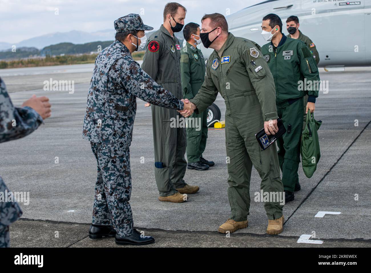 Japan Air Self-Defense Force 8th Air Wing deputy commander, left ...