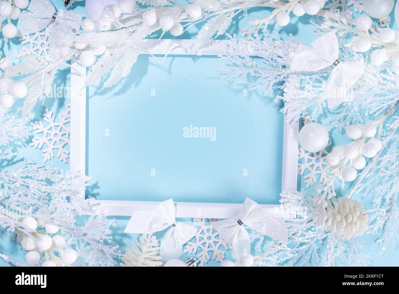 White and blue Christmas background, White Christmas concept. Merry ...
