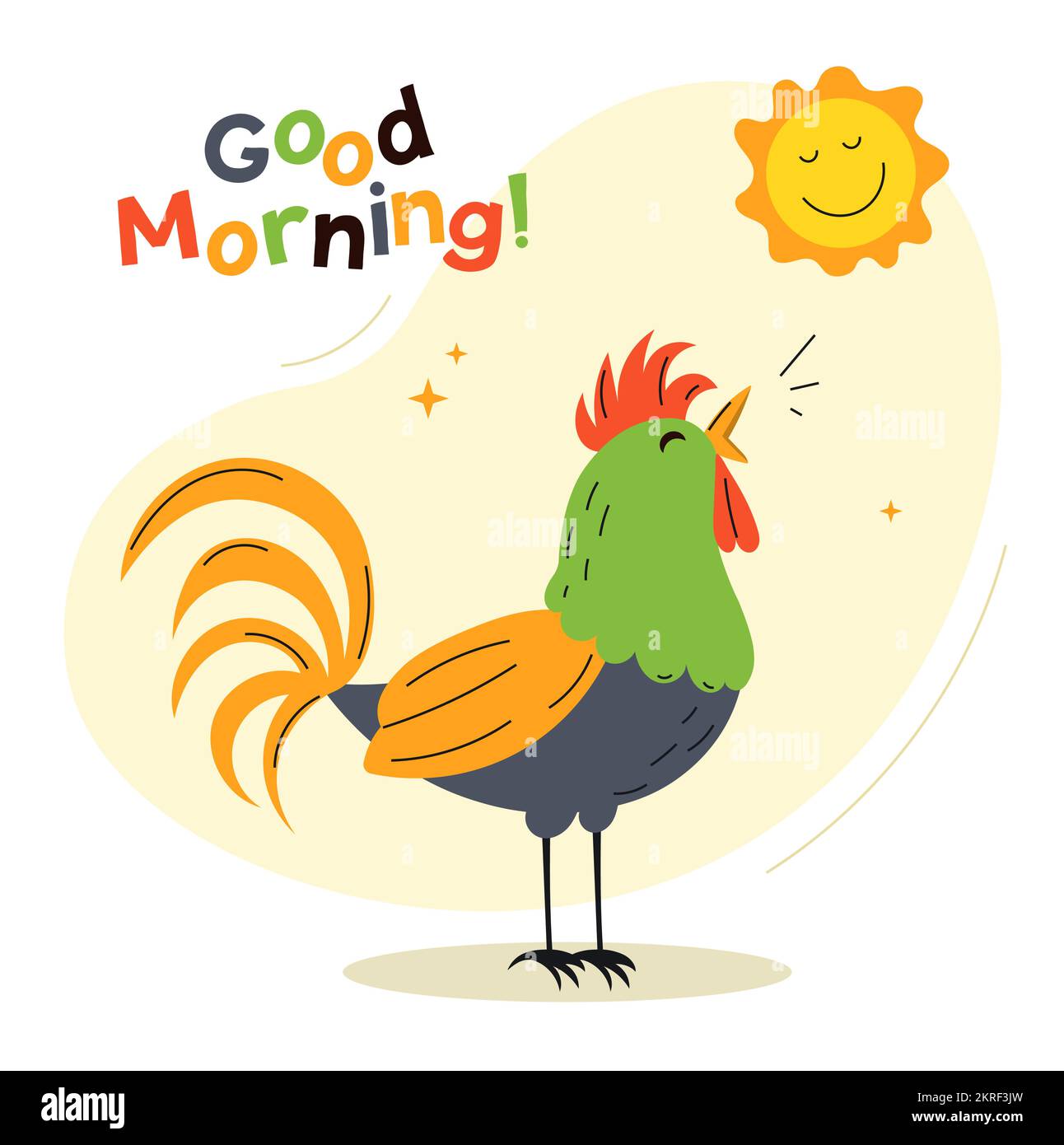 Rooster wish good morning Stock Vector Image & Art - Alamy