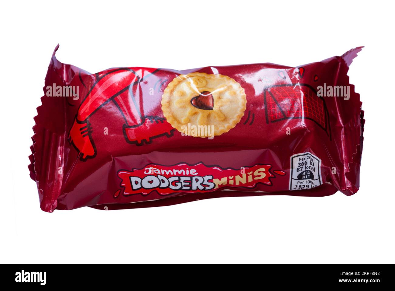 Jammie Dodgers Minis raspberry flavour snack pack isolated on white ...