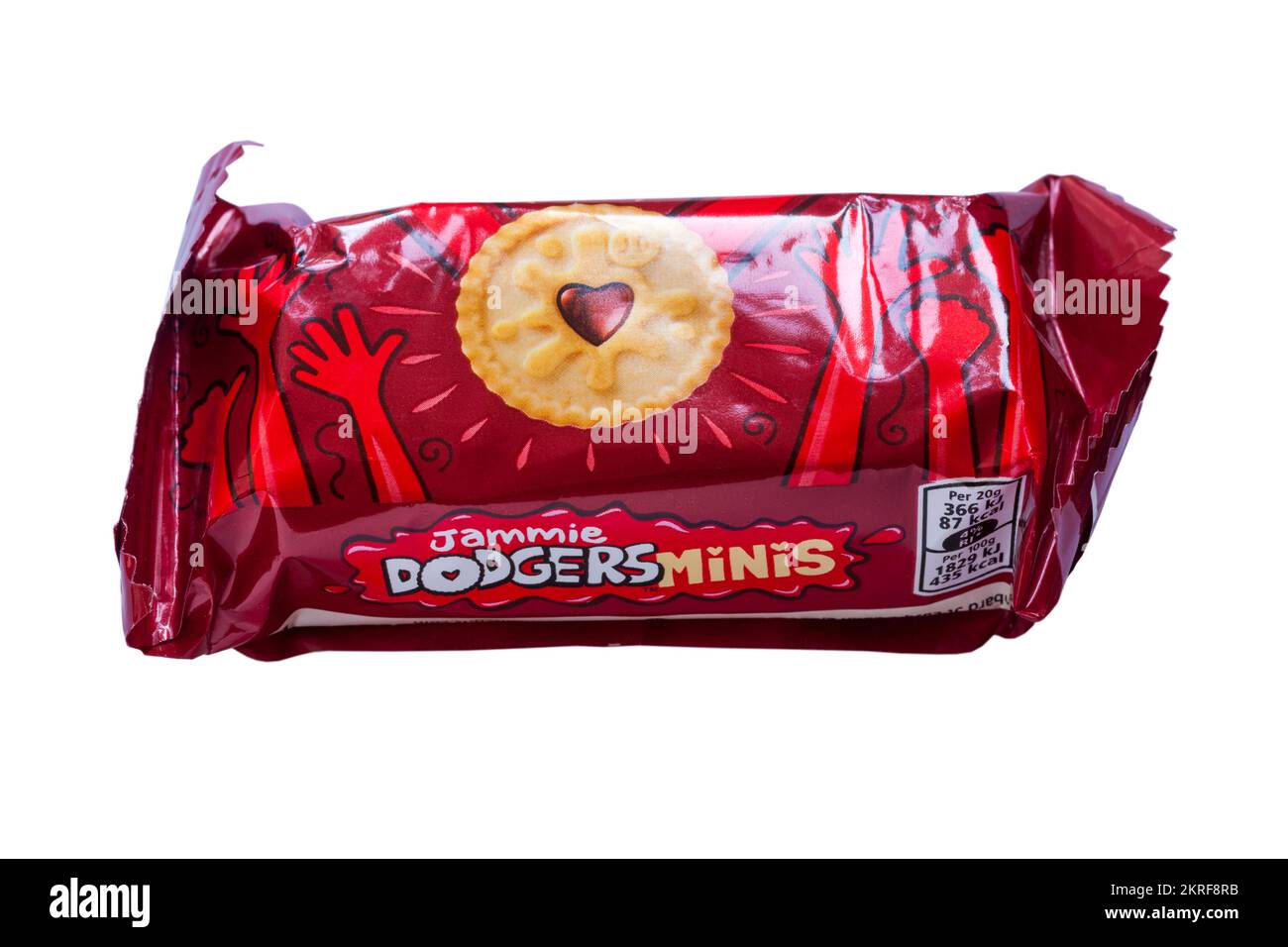 Jammie Dodgers Minis raspberry flavour snack pack isolated on white ...