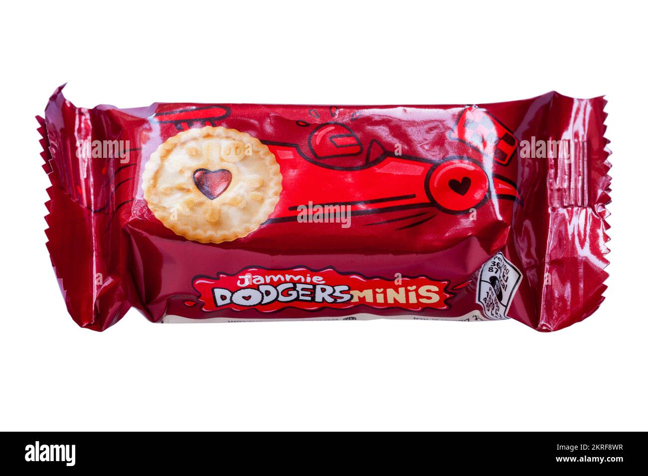 Jammie Dodgers Minis raspberry flavour snack pack isolated on white ...