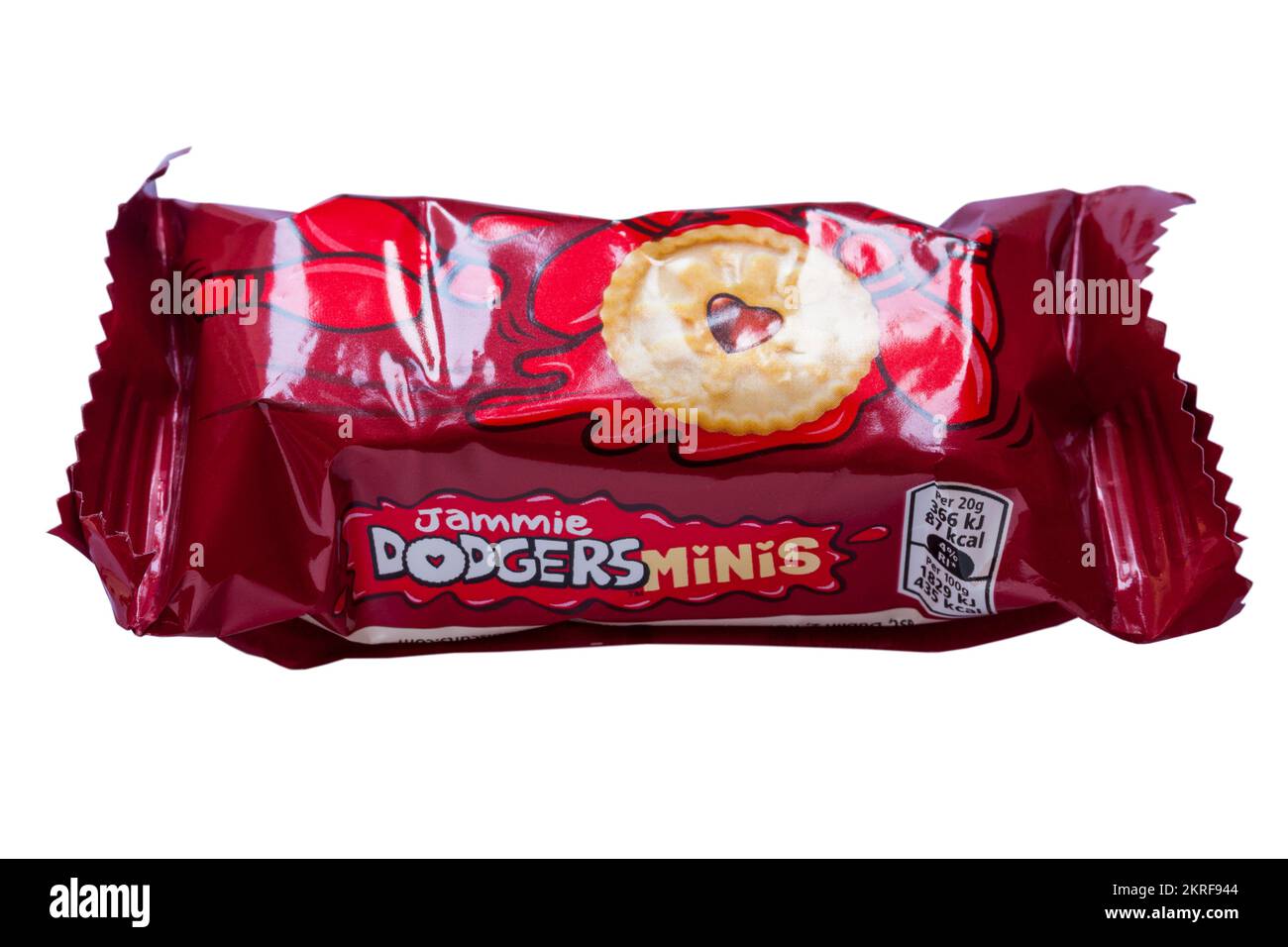 Jammie Dodgers Minis raspberry flavour snack pack isolated on white ...
