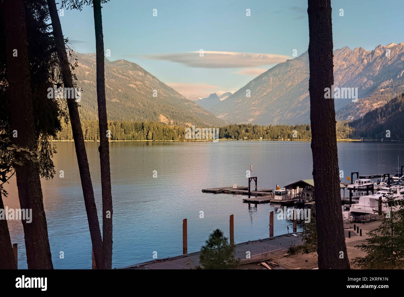 View across Lake Chelan in the North Cascades National Park, Stehekin ...