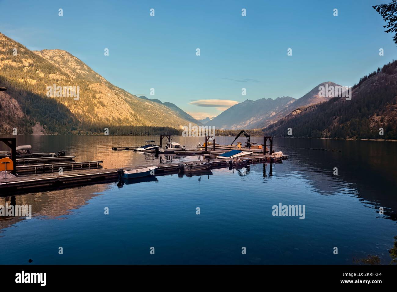 View across Lake Chelan in the North Cascades National Park, Stehekin ...