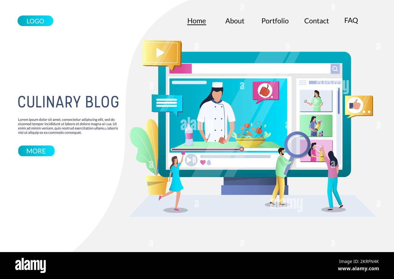 Culinary blog vector website landing page design template Stock Vector ...