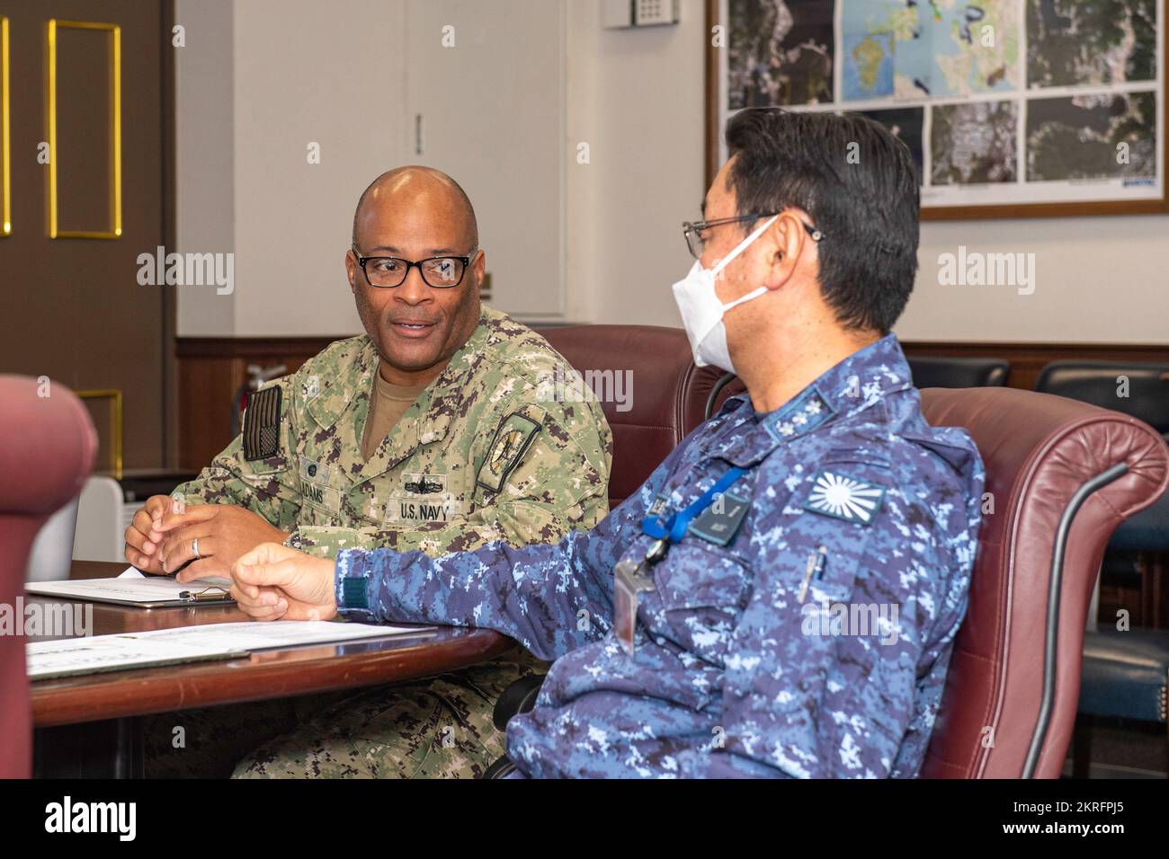 Capt. David Adams, Commander, Fleet Activities Sasebo (CFAS), speaks ...