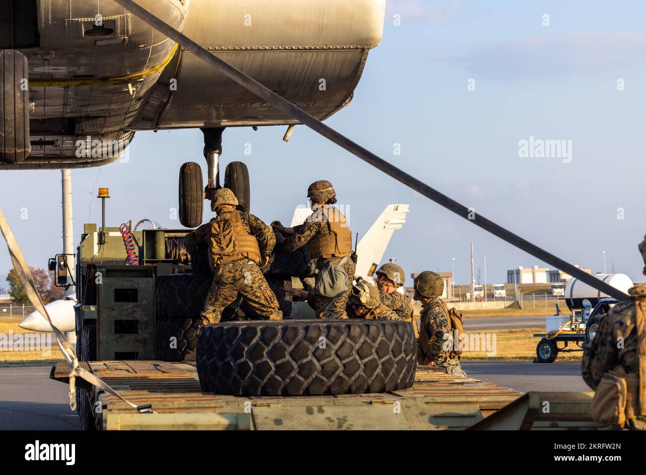 U.S. Marines with Marine Wing Support Squadron (MWSS) 171 prepare to ...