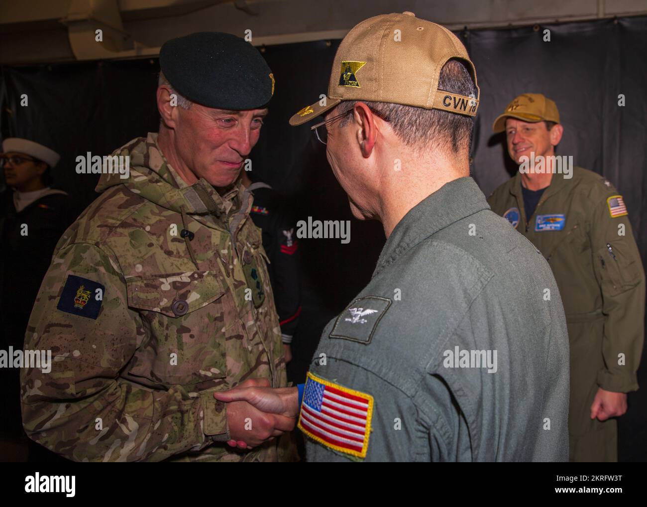Capt. Paul Lanzilotta, right, the first-in-class aircraft carrier USS ...