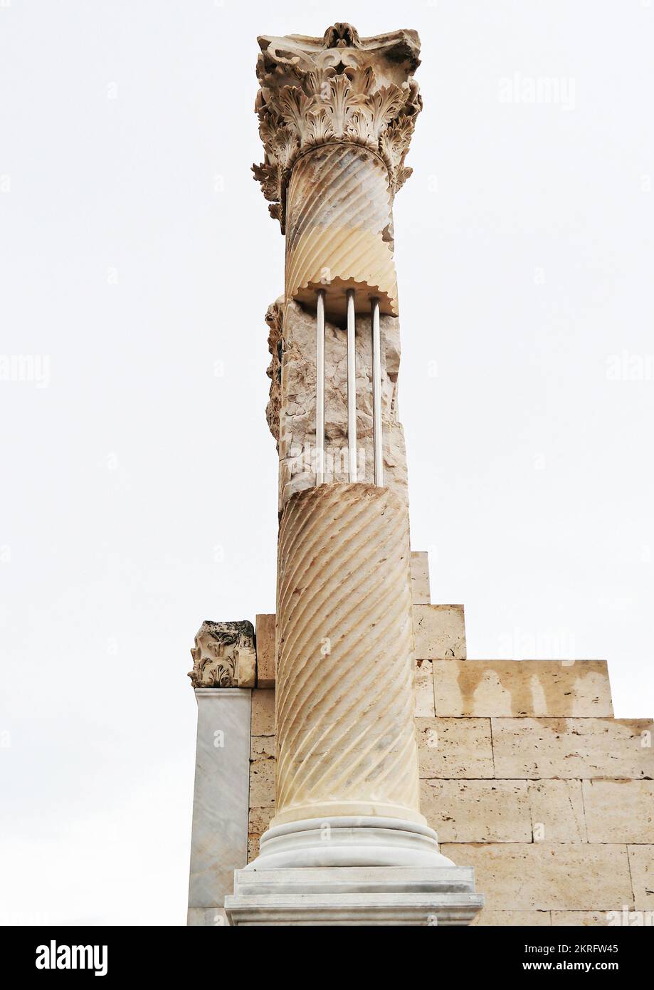 Laodikeia, Denizli, Turkey, Sep. 2018: Restoration of a column at ...