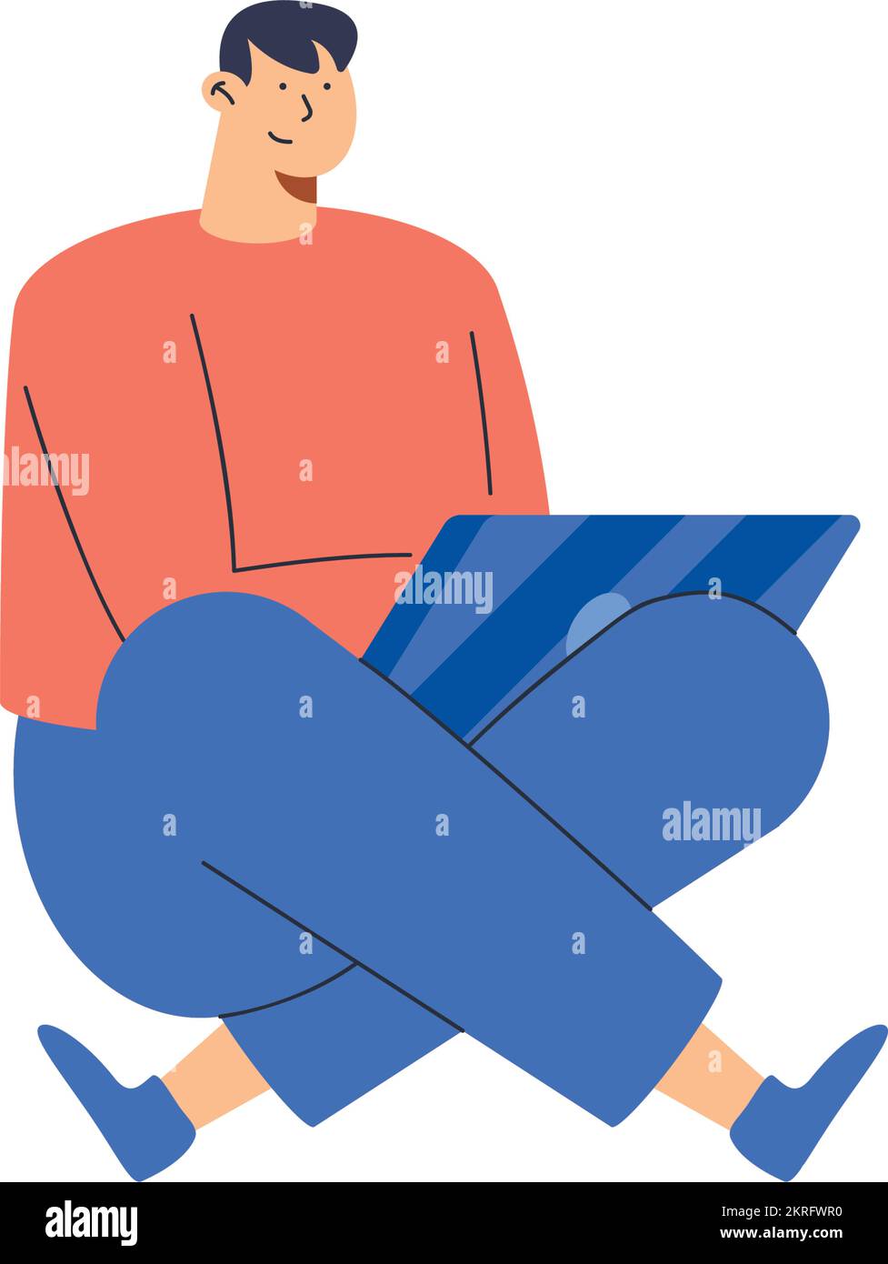 man seated using laptop character Stock Vector Image & Art - Alamy