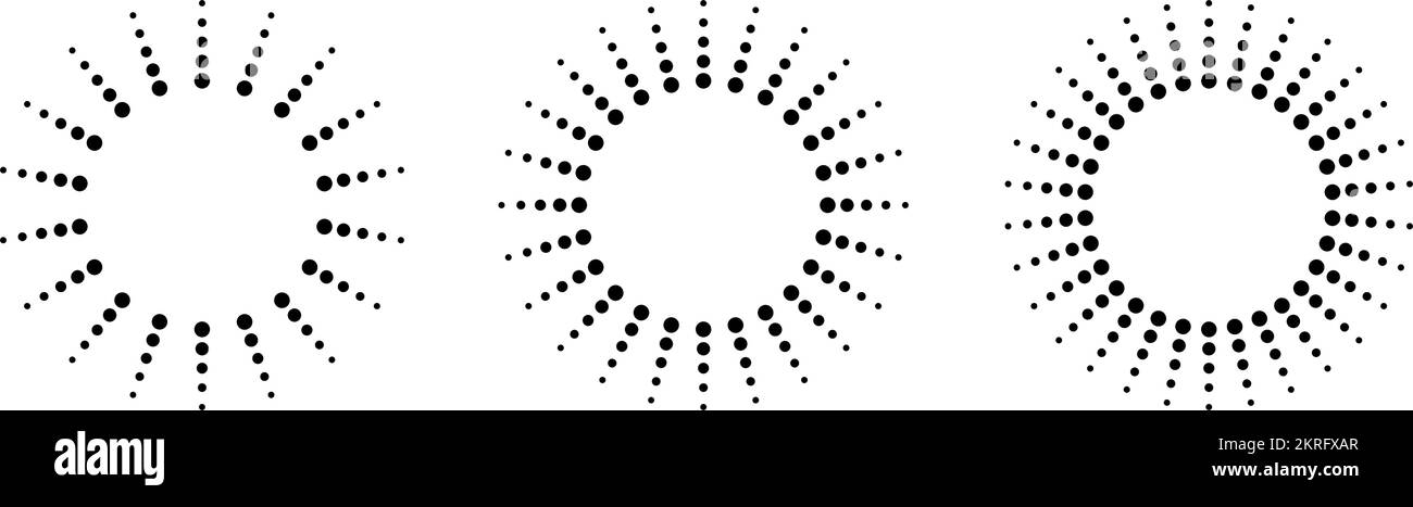Dot radial circle lines. Circular radiating speed geometric lines. Sun ...