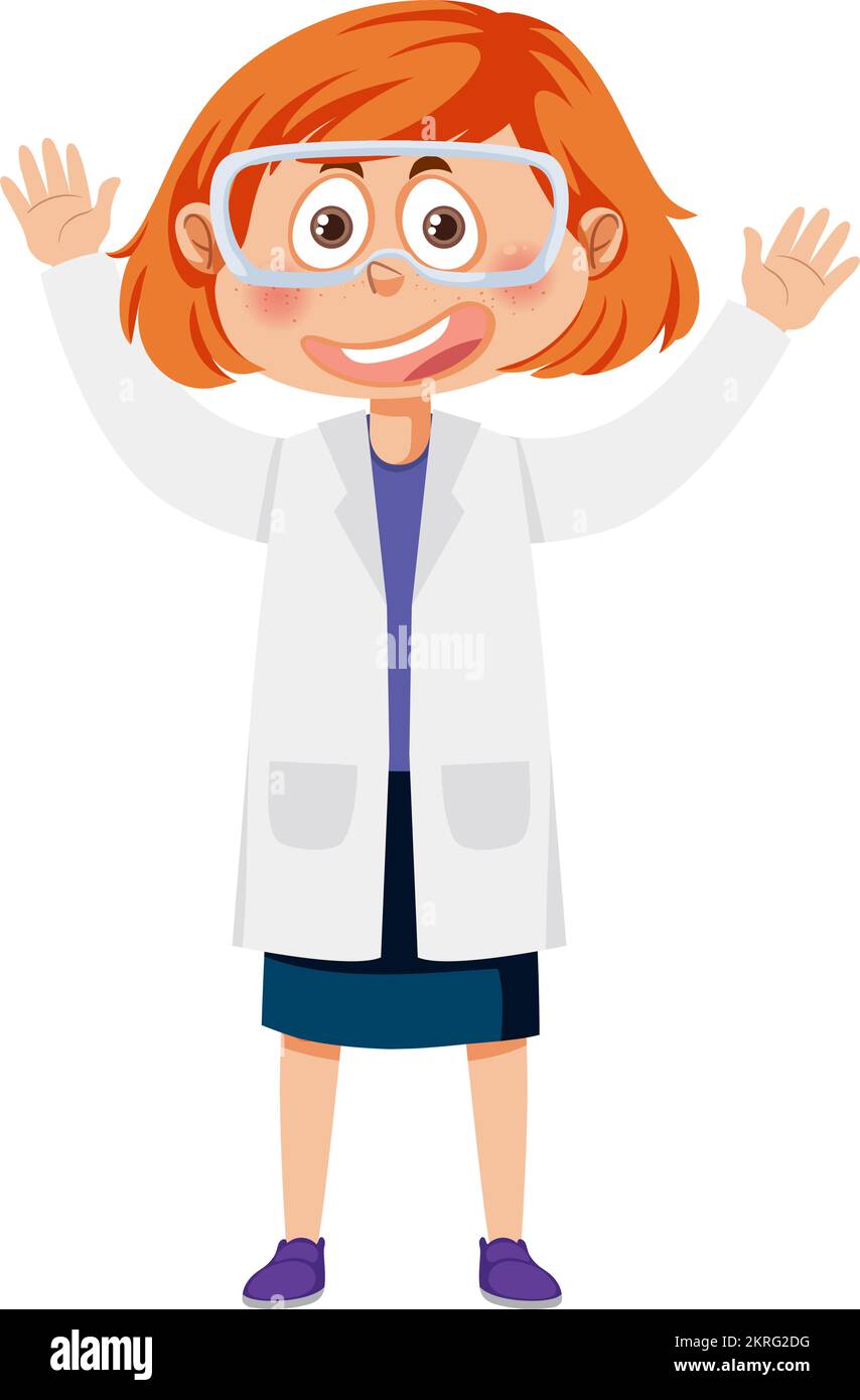 Cute scientist girl cartoon character illustration Stock Vector Image ...