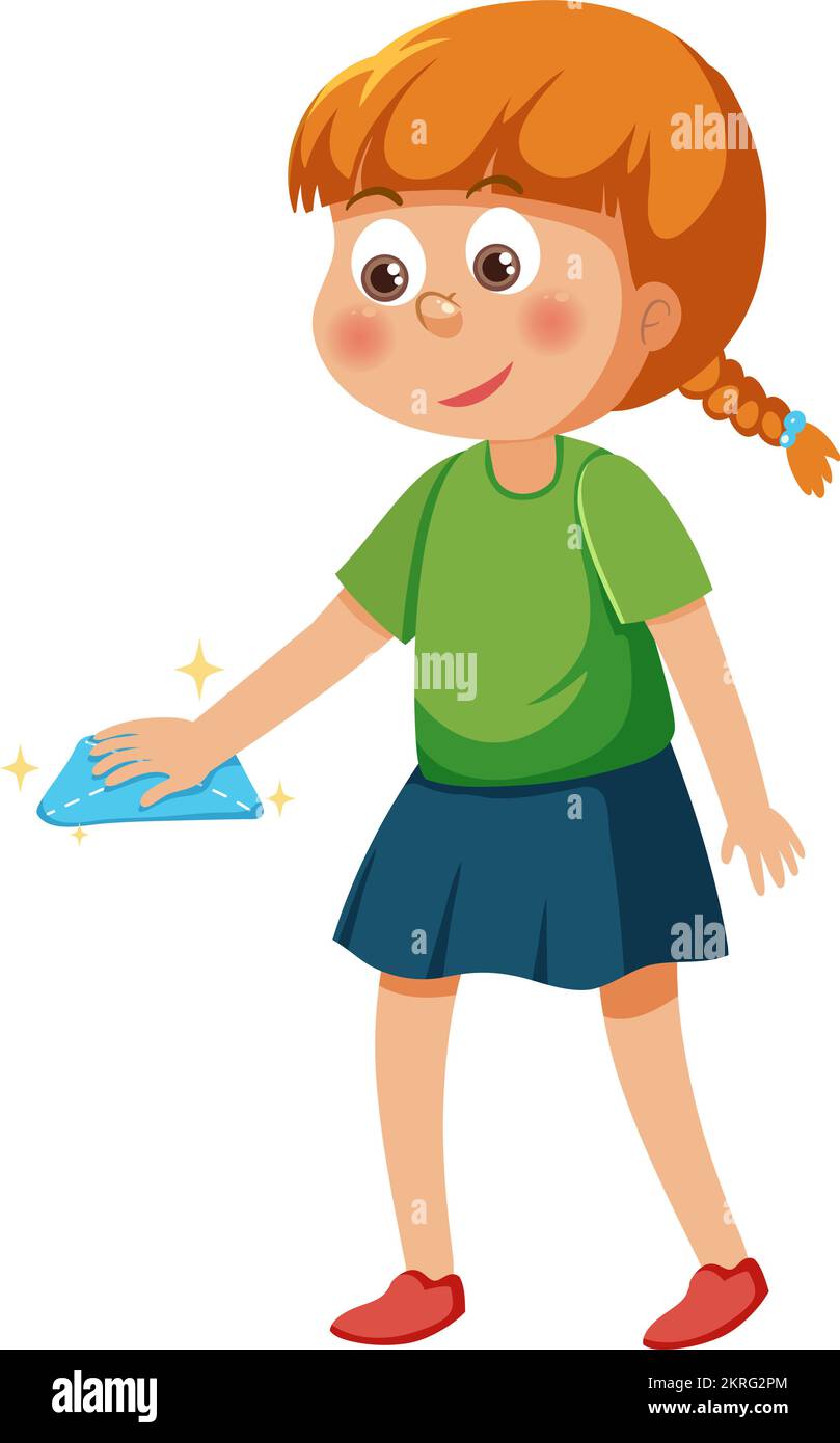 Cartoon character of kid cleaning illustration Stock Vector Image & Art ...
