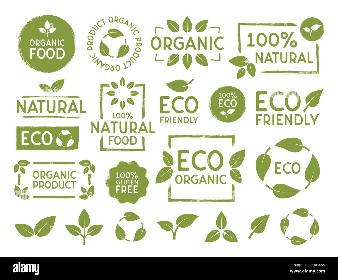 Set of Eco, bio, organic and natural products stickers, labels, badges ...