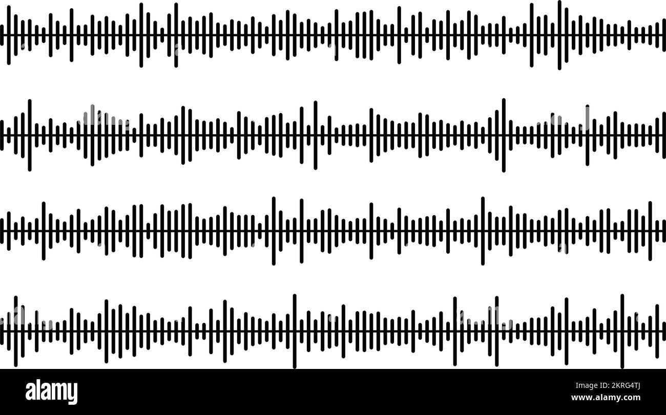 Black sound wave bars set. Music, podcast, audio track samples or voice ...