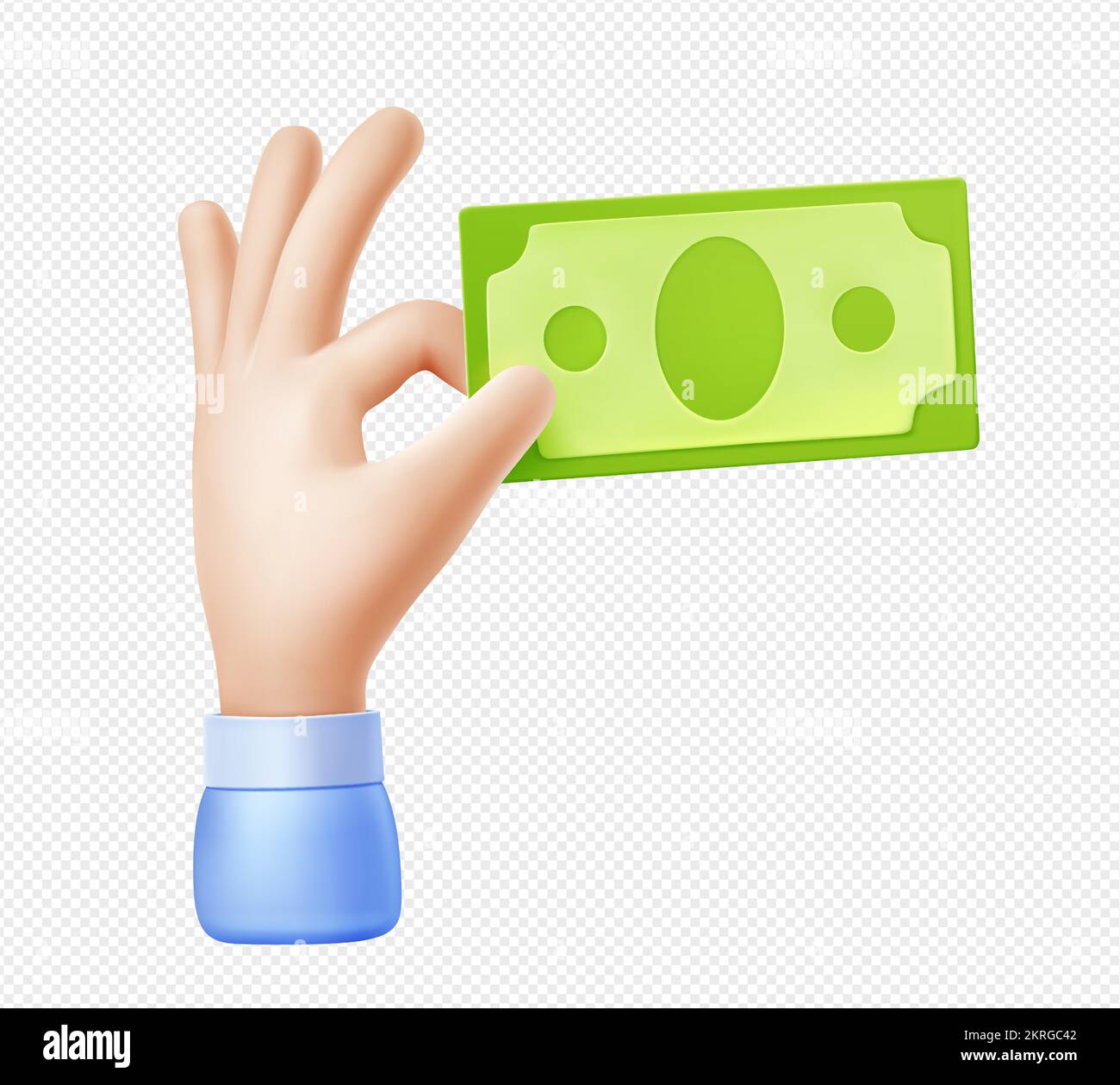 Hand with paper money bill, dollar banknote isolated on transparent ...