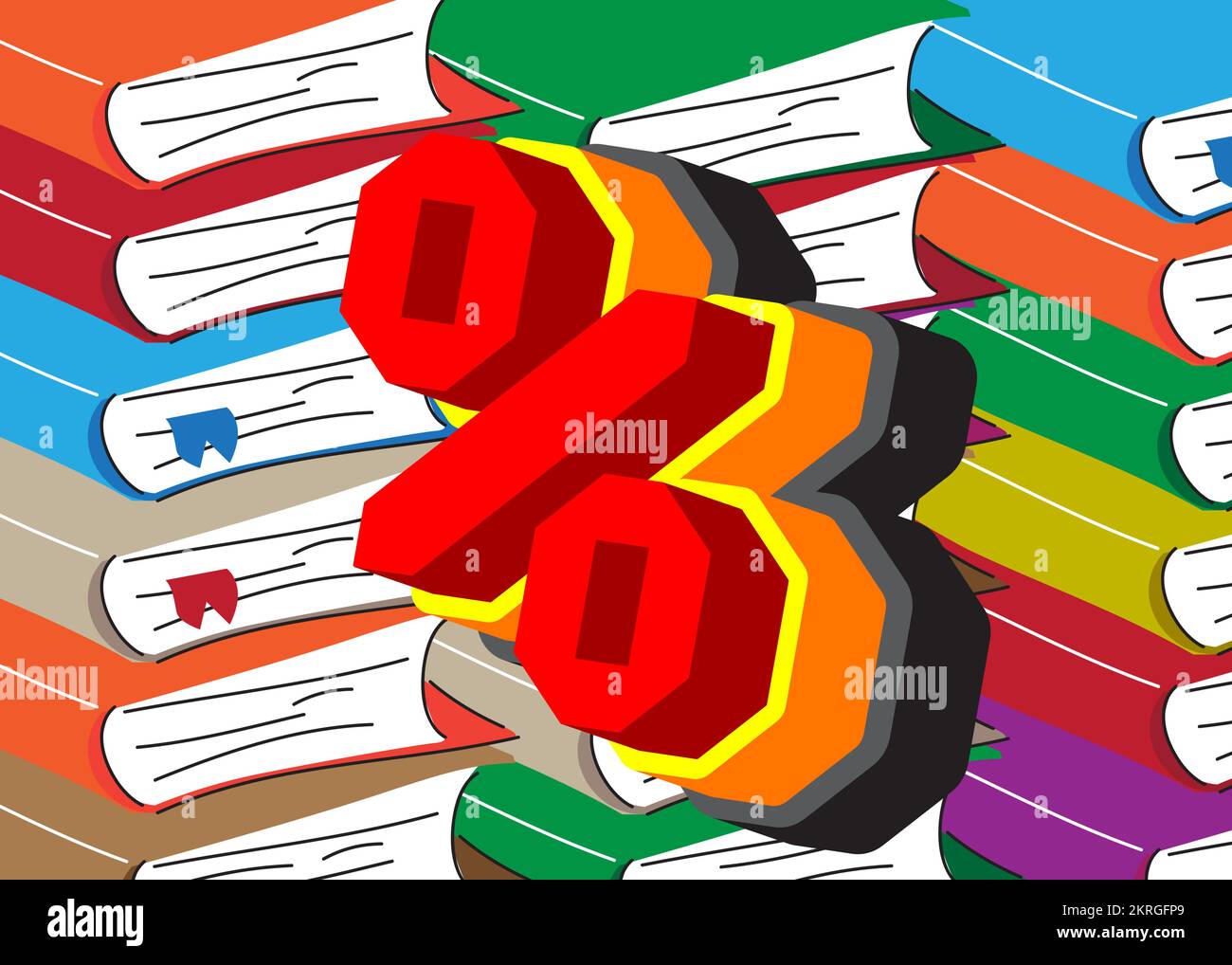 Percentage Sign on a book, cartoon vector illustration Stock Vector ...