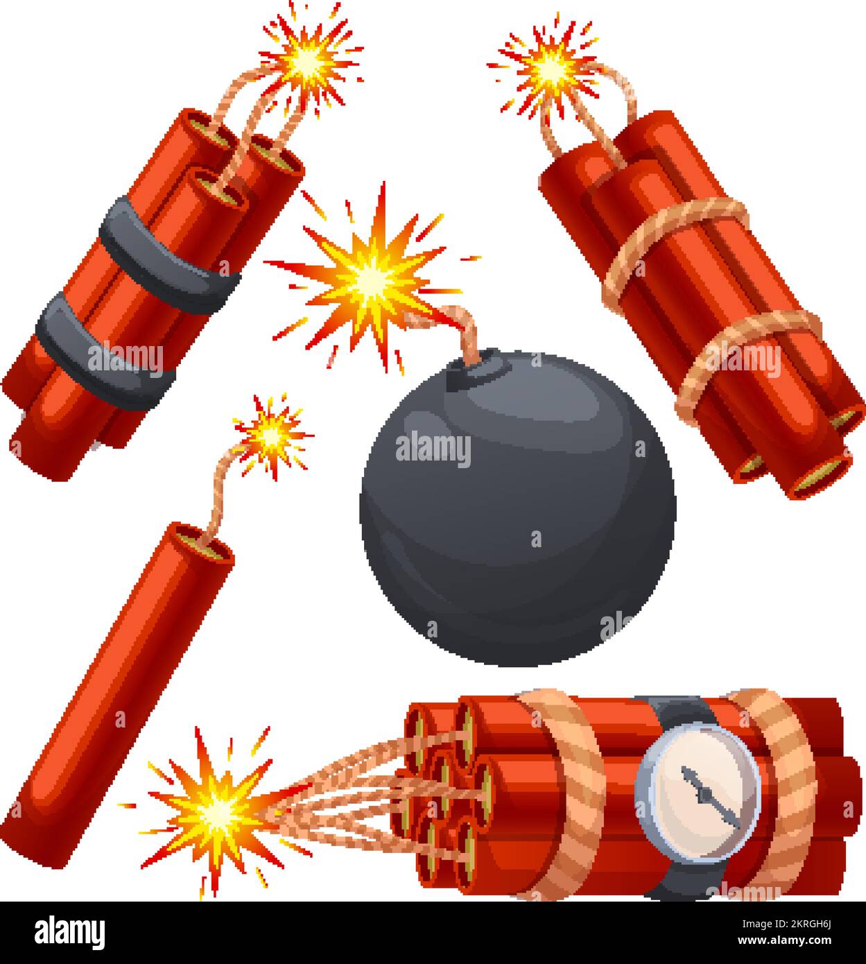 dynamite bomb tnt fire set cartoon vector illustration Stock Vector Image & Art - Alamy
