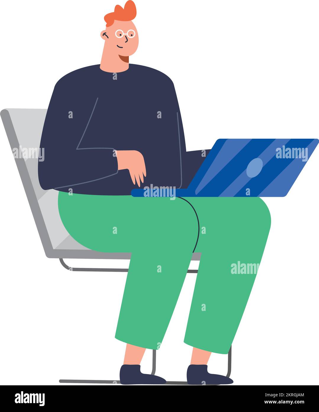 man using laptop seated in chair character Stock Vector Image & Art - Alamy