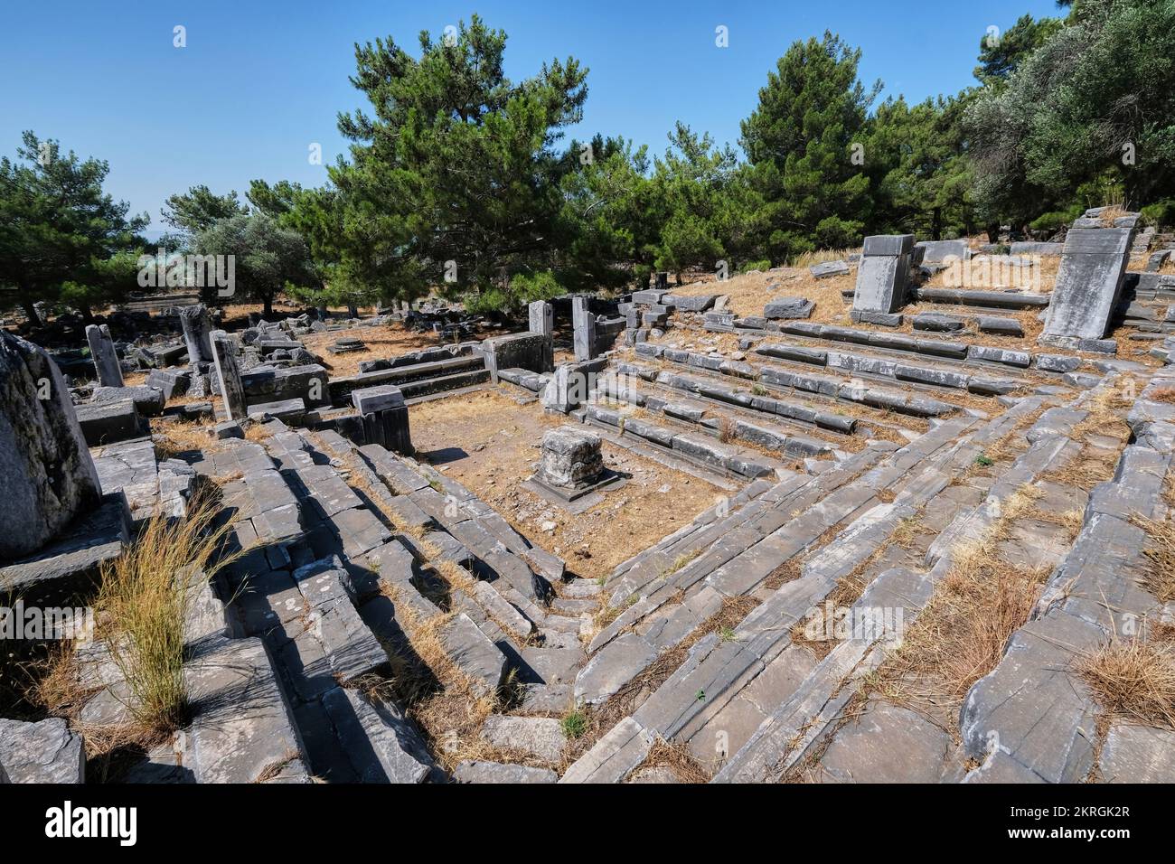 Aydın, Turkey- October 10, 2021: Ruins of the ancient city of Priene ...