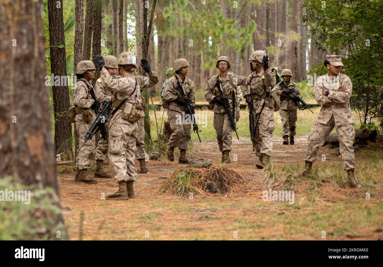 Recruits with Hotel Company, 2nd Recruit Training Battalion, conduct a ...