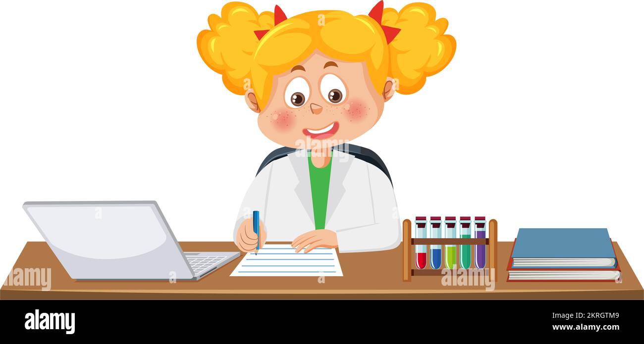 Student taking note on science experiment illustration Stock Vector ...