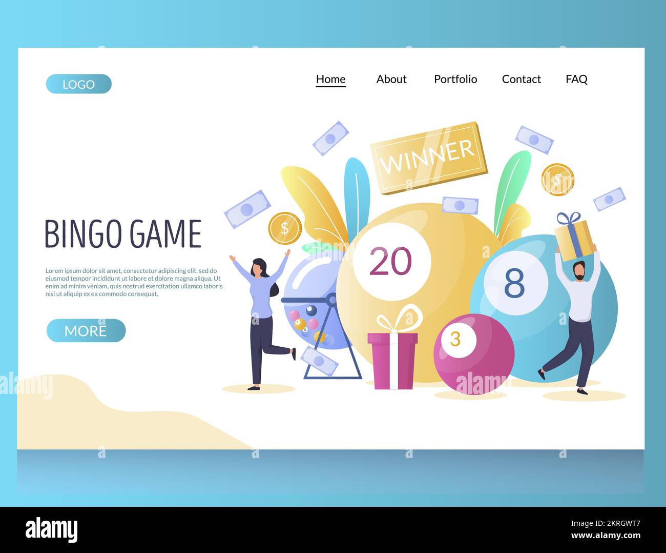Bingo game vector website landing page design template Stock Vector ...