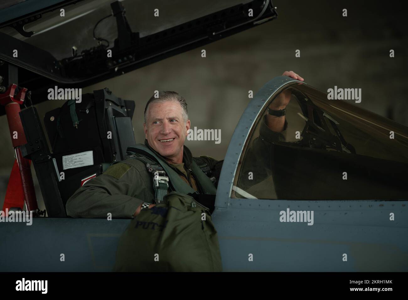 U.S. Air Force Brig. Gen. David Eaglin, 18th wing commander, smiles as ...