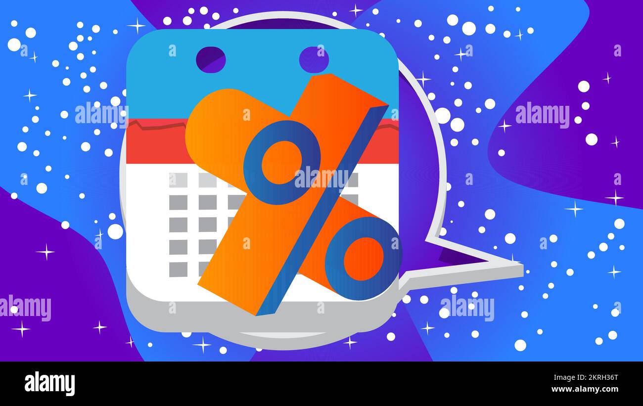 Percentage Sign with Calendar. Cartoon vector illustration Stock Vector ...