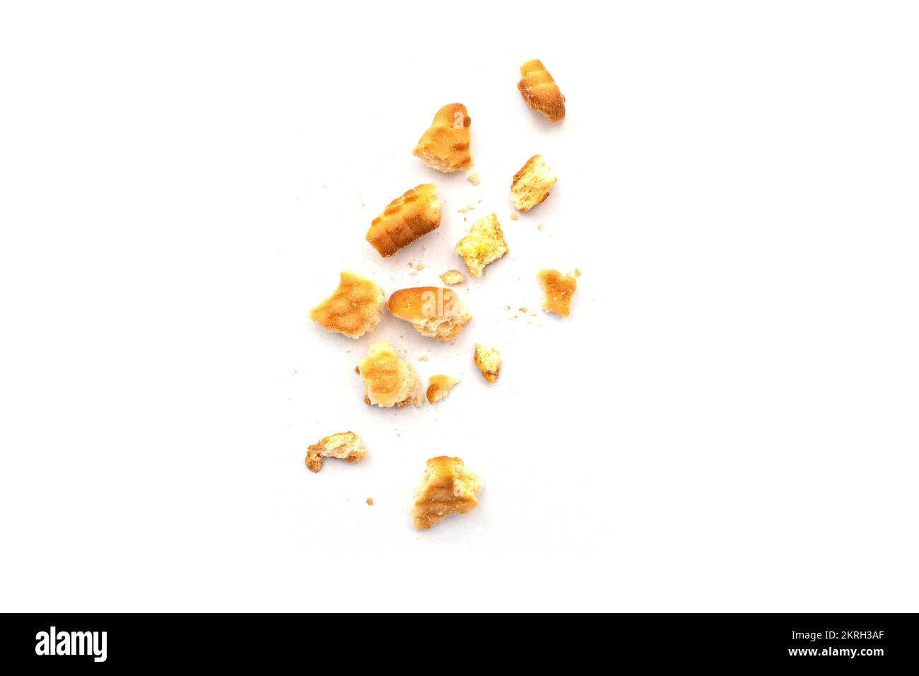 Biscuit dry crumbs isolated on white background, scattered crumbs Stock ...