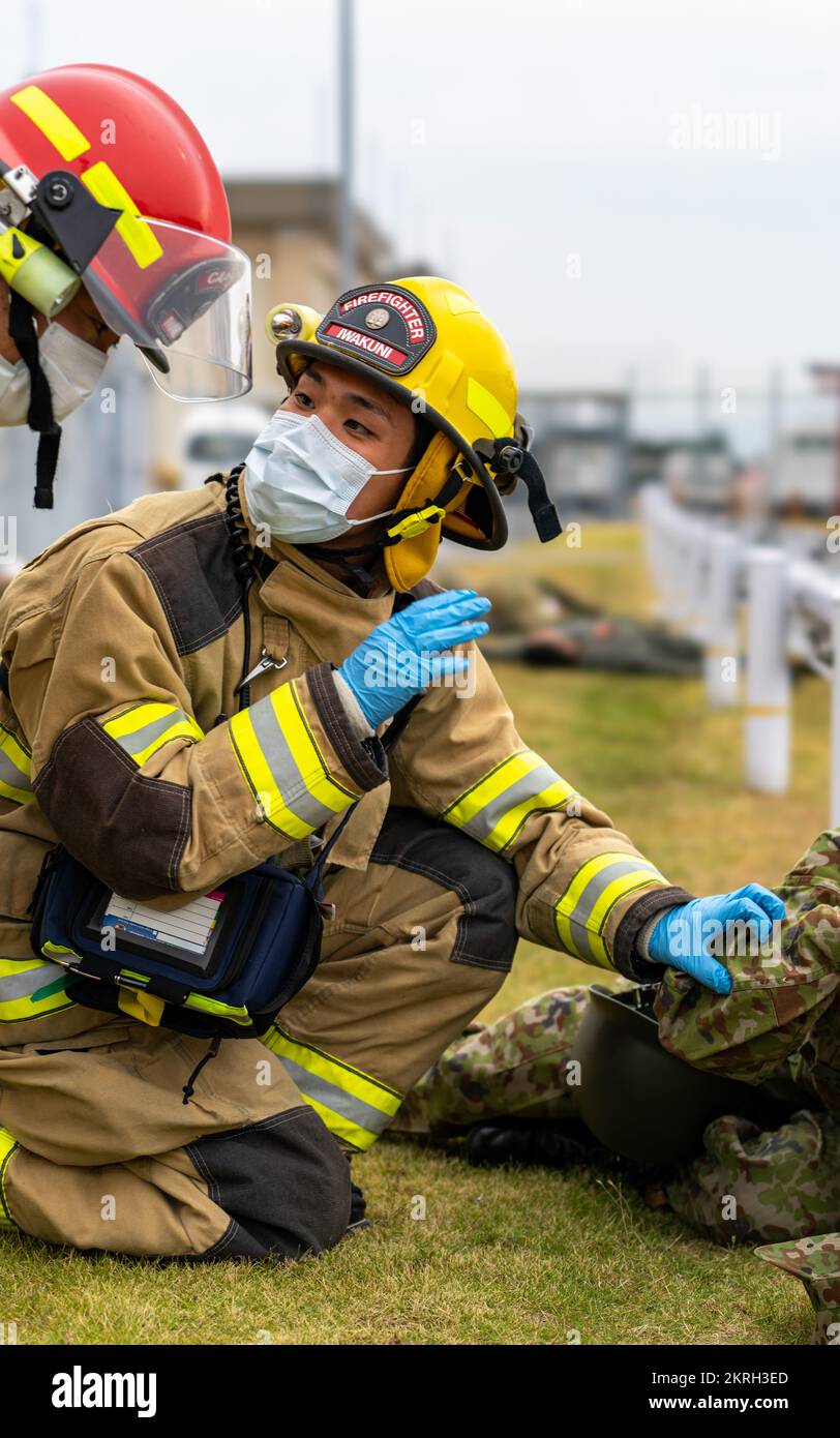 A firefighter with Marine Corps Air Station Iwakuni Fire and Emergency ...