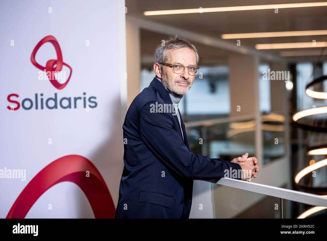 Solidaris president Edouard Delruelle poses for the photographer at the ...