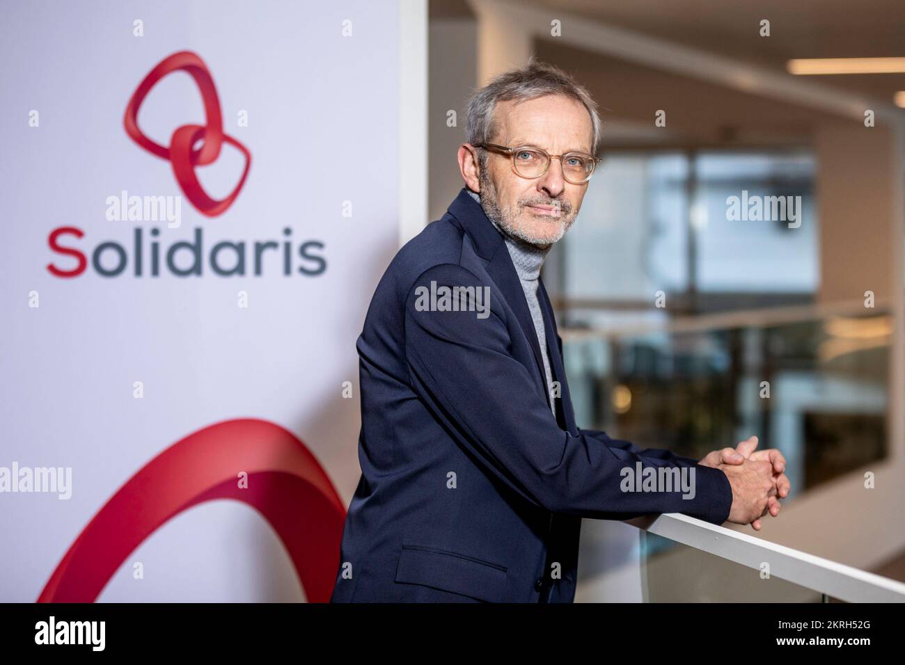 Solidaris president Edouard Delruelle poses for the photographer at the ...